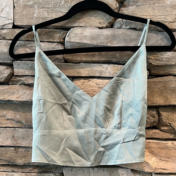 Tops | Sage Green Crop Top Blouse | Poshmark